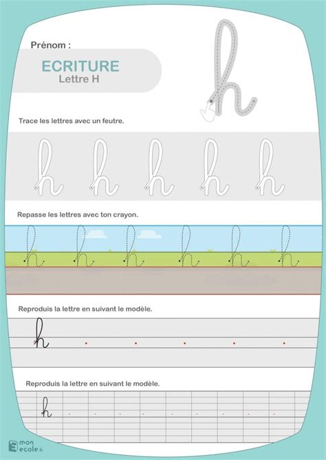 Fiches dapprentissage de lécriture cursive Mon école