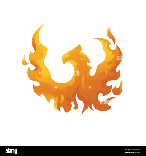 Phoenix Bird Vector Illustration Flaming Mythical Fire Bird Vector