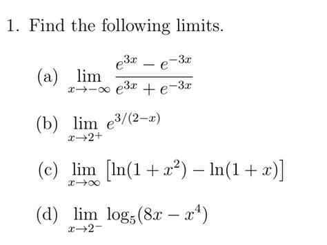 answered 1 find the following limits e3r lim… bartleby