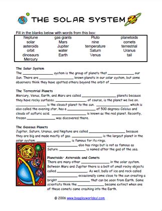 Solar System Worksheet Answers Worksheet Master