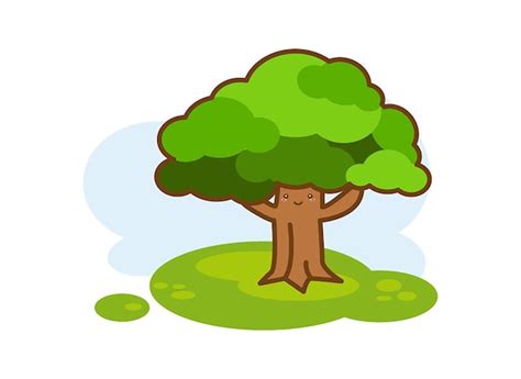 Árbol de dibujos animados aislado sobre fondo blanco Vector Premium