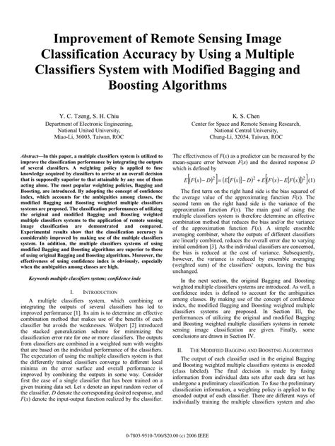 pdf improvement of remote sensing image classification accuracy by using a multiple