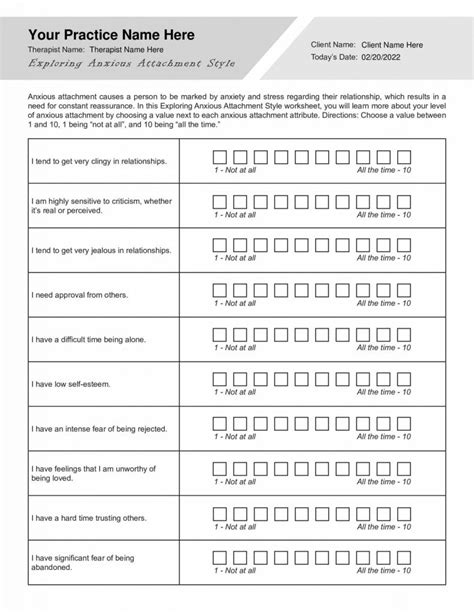 Printable Attachment Theory Worksheets