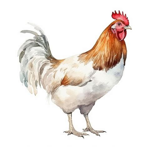 Ilustración acuarela de un gallo sobre un fondo blanco Foto Premium