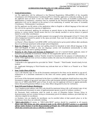 Fillable Online Guidelines For Filling Up Of The Application Form 6 A