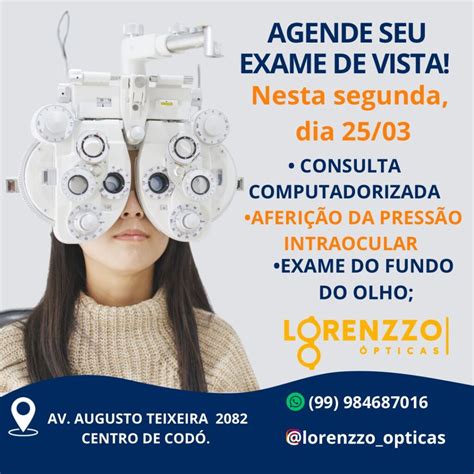 Agende seu exame de vista na LORENZZO ÓPTICAS Marco Silva Notícias
