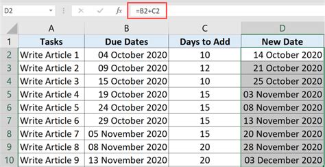 how to add or subtract days to a date in excel shortcut formula