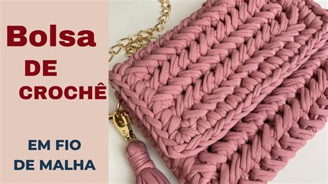 Bolsa de crochê em fio de malha YouTube