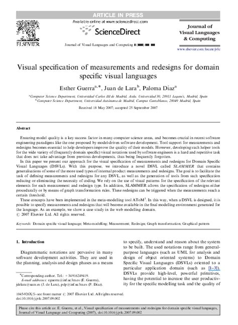 pdf visual specification of measurements and redesigns for domain specific visual languages