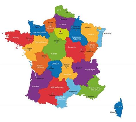 Mapas de Francia políticos físicos mudos Para descargar e imprimir