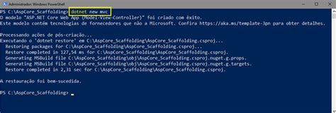 asp core criando controllers e views via linha de comando