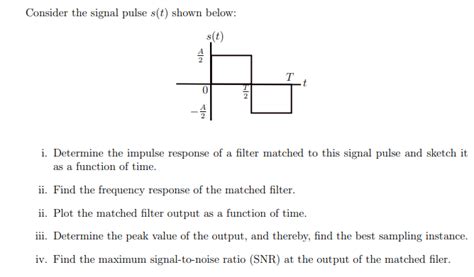 Solved Consider The Signal Pulse S T Shown Below 1 T I Chegg