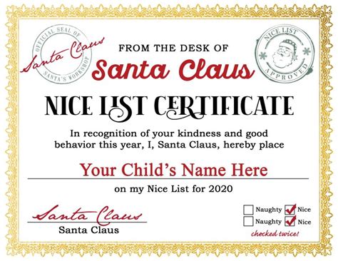 Free Printable Santa S Nice List Certificate Happiness Is Homemade