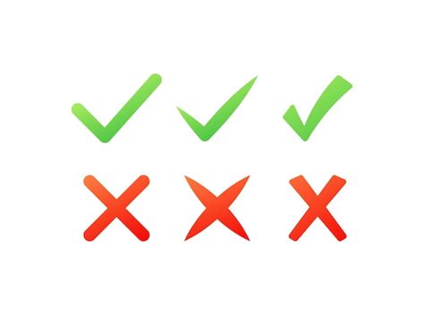 Premium Vector Checkmark And Cross Icons Flat Color Set Of Check