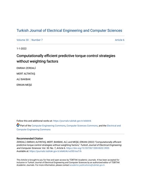 pdf computationally efficient predictive torque control strategies without weighting factors