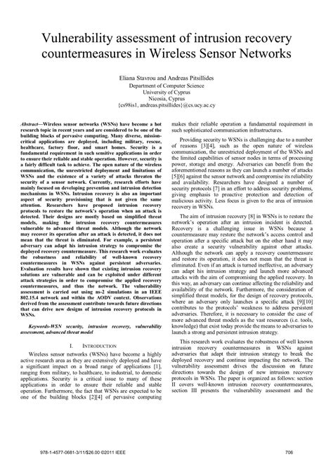 pdf vulnerability assessment of intrusion recovery countermeasures in wireless sensor networks