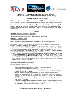 Completable En línea BASES DE LA CONVOCATORIA DE AYUDAS MONETARIAS DE