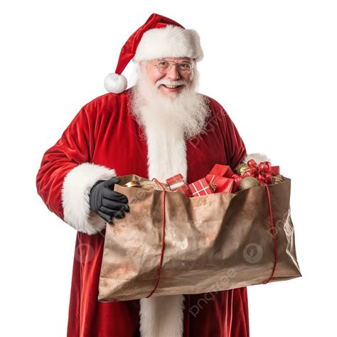 Santa Claus With A Huge Bag Full Of Christmas Presents Santa Sack