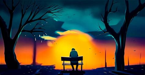 Premium AI Image Person Sitting On Bench In The Middle Of Park At