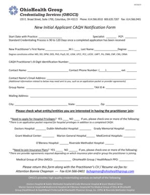 Fillable Online New Applicant CAQH Notification Form As Of 031015 Fax