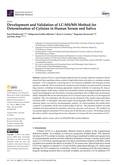 pdf development and validation of lc ms ms method for determination of cytisine in human serum