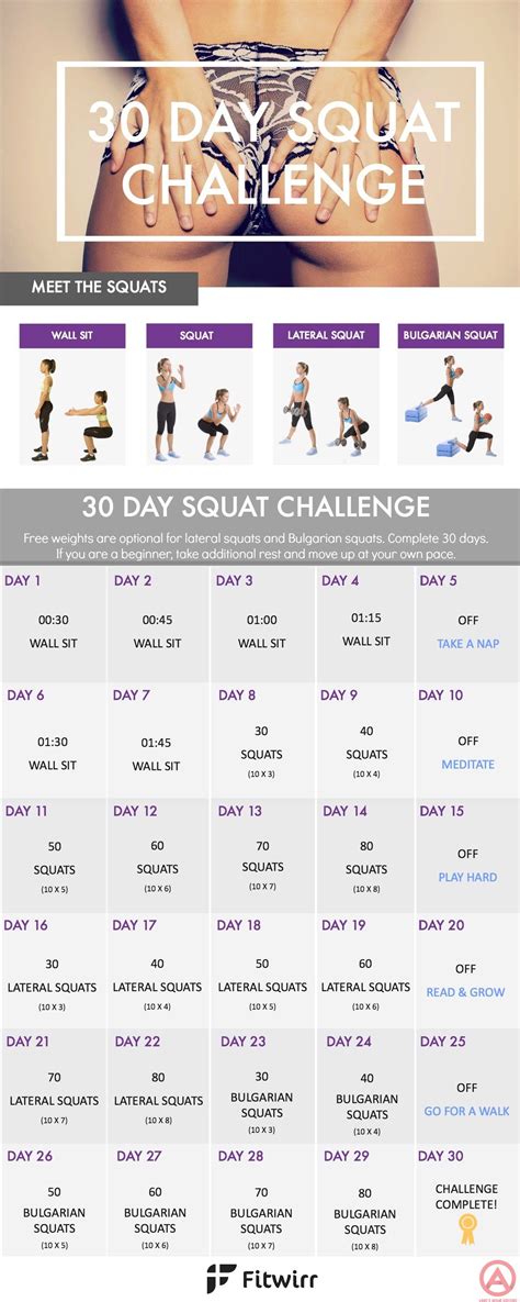 Day Squat Challenge Printable Chart