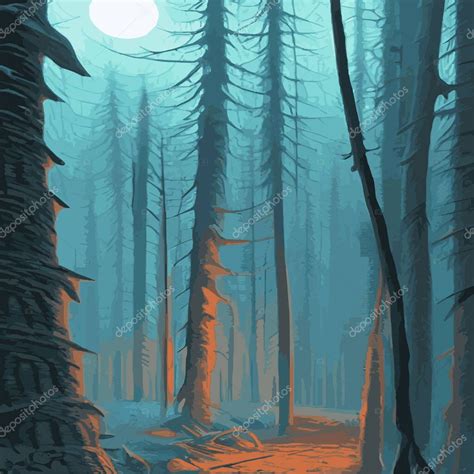 bosque misterioso Fondo paisaje en la noche crepúsculo niebla bosque