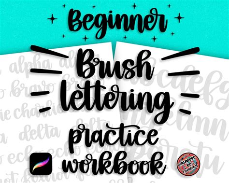 16 Procreate Brushes 15 Lettering Practice Worksheets Learn Brush