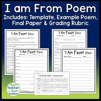 I Am Poem I Am From Poem Template Example Poem Grading Rubric