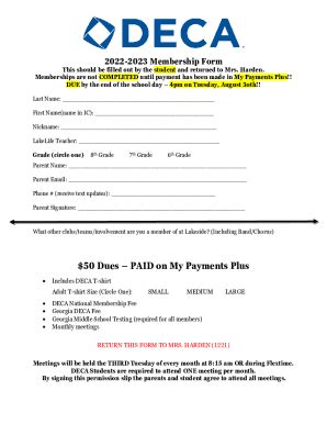 Fillable Online 2021 2022 Membership Form Forsyth County Schools Fax