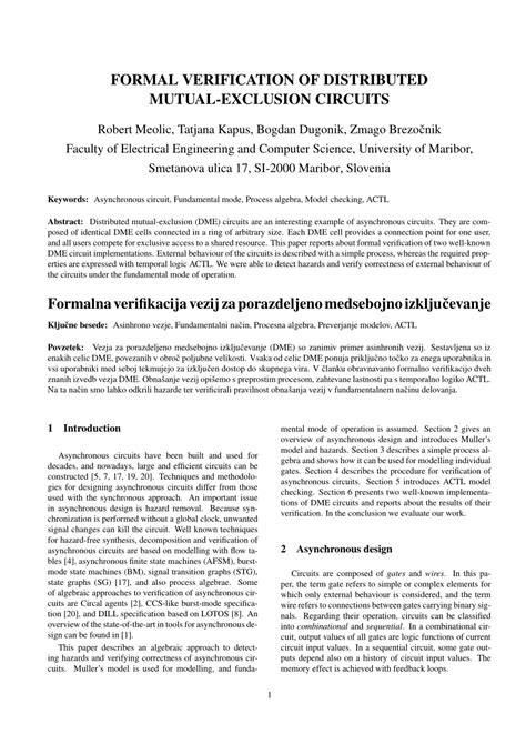 pdf formal verification of distributed mutual exlusion circuits