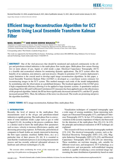 pdf efficient image reconstruction algorithm for ect system using local ensemble transform