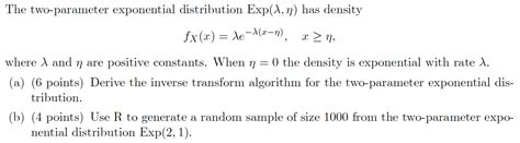 solved the two parameter exponential distribution exp λ η