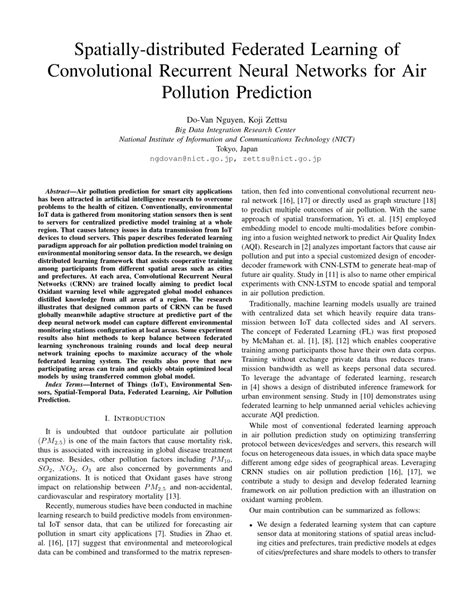 pdf spatially distributed federated learning of convolutional recurrent neural networks for
