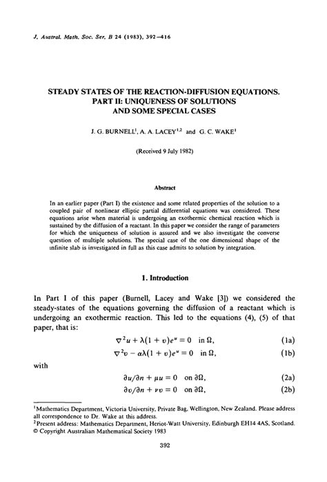 pdf steady states of the reaction diffusion equations part ii uniqueness of solutions and