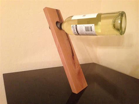 Floating Wood Wine Bottle Holder Balancing Wine Rack Etsy Wood Wine