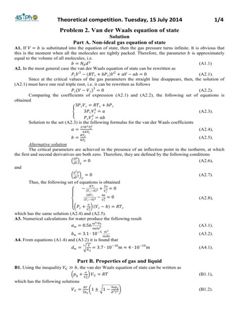 Van Der Waals Equation Solve For R Tessshebaylo