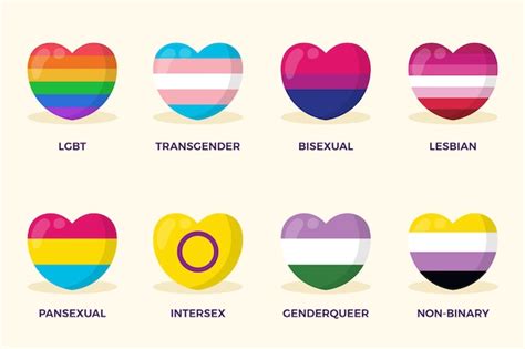 Colección plana de banderas del corazón del mes del orgullo lgbt