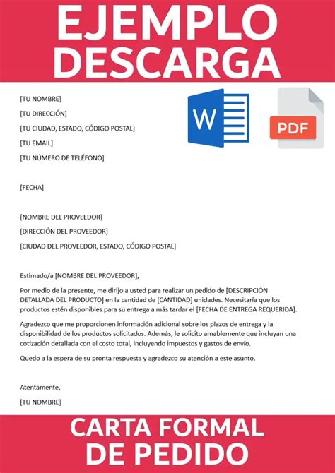 Carta Formal De Pedido Ejemplos Y Plantillas En Word PDF