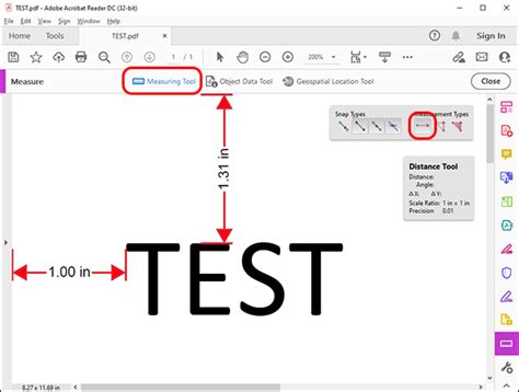 measuring the margin of the pdf document
