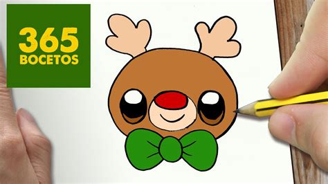 COMO DIBUJAR UN RUDOLF PARA NAVIDAD PASO A PASO Dibujos Kawaii