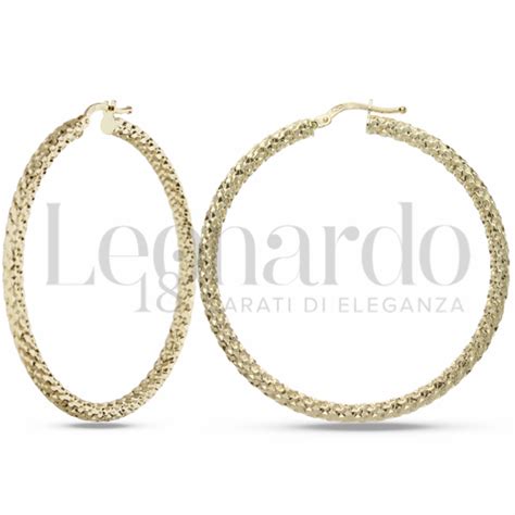 Orecchini 40 Mm Diametro In Oro Giallo Da 3 7gr Cerchi A Canna Tonda