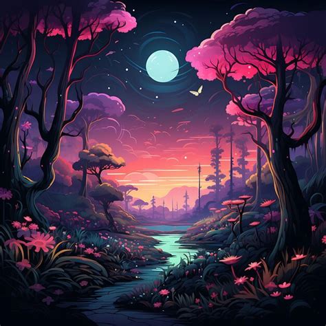 Forêt Enchantée Une Représentation Fascinante En Pixel Art 64 Bits Du