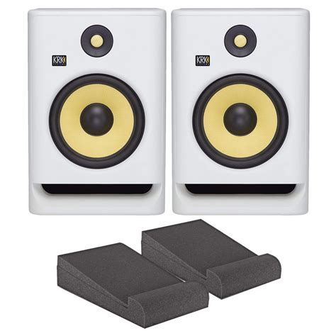KRK ROKIT RP8 G4 Studio Monitors Pair With Isolation Pads White Na