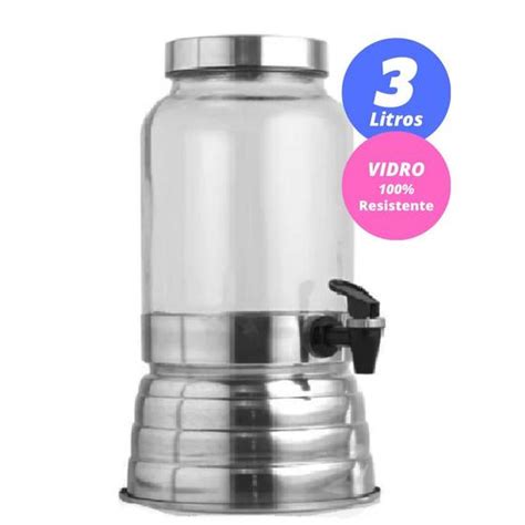Suqueira De Vidro Dispenser Torneira Suporte Para Bebidas Suco