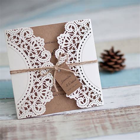 Scalloped Edge Laser Cut Gate Fold Wedding Invitation By Shindigg