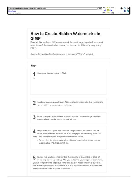 how to create hidden watermarks in gimp 6 steps with pictures pdf operating system