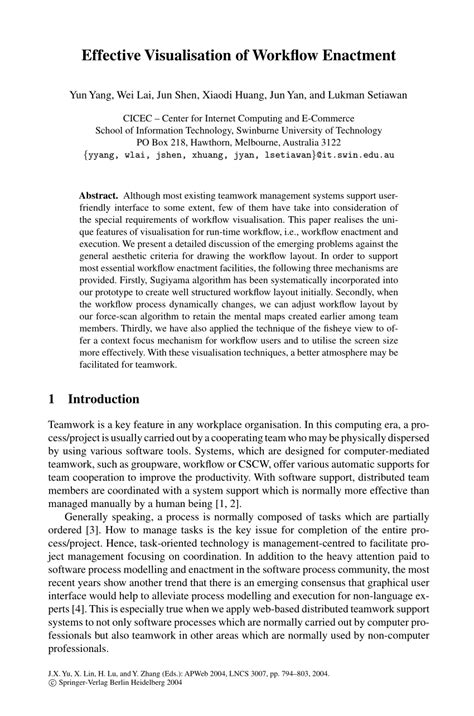 pdf effective visualisation of workflow enactment
