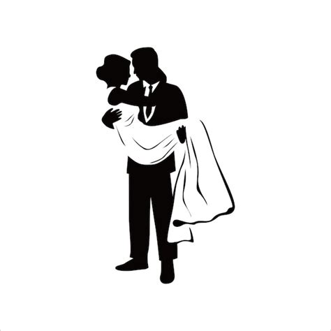 Silhueta dos noivos sinal e símbolo do casal de noivos ilustração