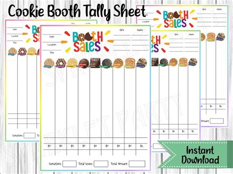 ABC Girl Scout Cookie Booth Tally Count Sheet Printable Smart Etsy